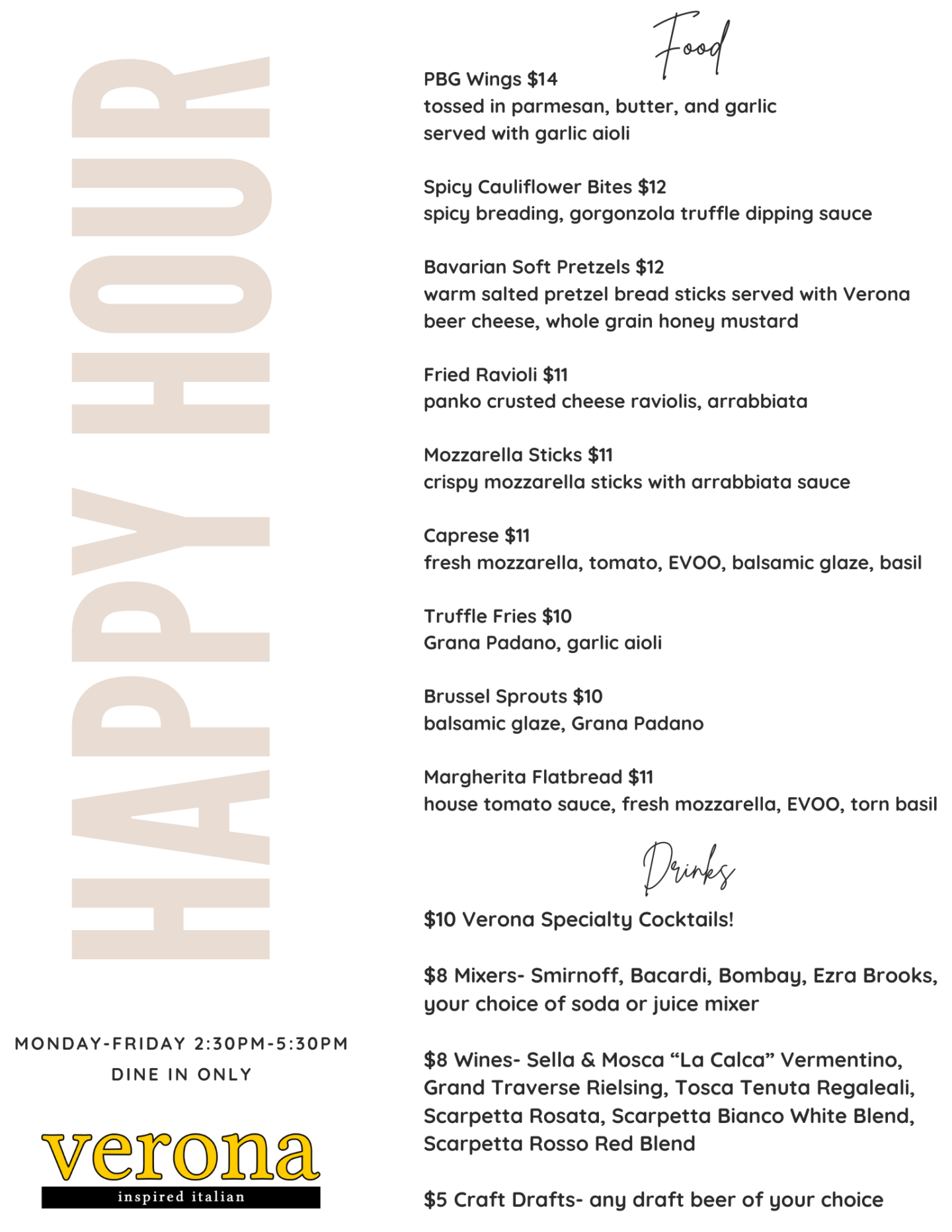 Our Menu – Verona Inspired Italian